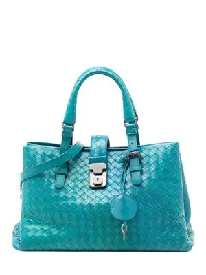 Bottega Veneta Small Nappa Intrecciato Roma Satchel - Blue