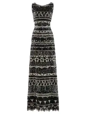 SAIID KOBEISY Embroidered Long Dress - Black