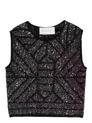 CIRCUS HOTEL Sequin-embellished Top - Black