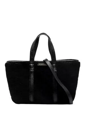 Balenciaga Shearling And Leather Barbes East West Shopper - Black