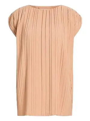 Alpha Studio Crepe Pleated Top - Camel