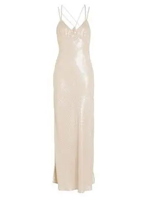 TWINSET Sequined Maxi Dress - Beige