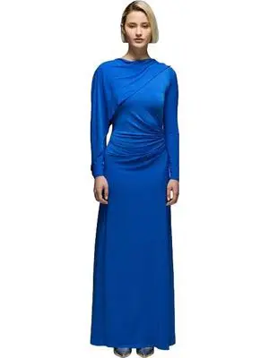 DASKA Maxi Dress With Cape Detail Cobalt
