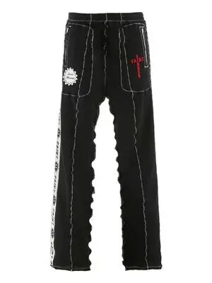 SAINT MXXXXXX Seam-detail Straight Leg Trousers - Black