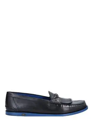 Dolce & Gabbana Leather Loafers With Fringed Detailing - Black