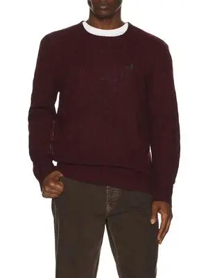 Polo Ralph Lauren Wool Cashmere Cable Knit Crewneck Sweater - Aged Wine Heather