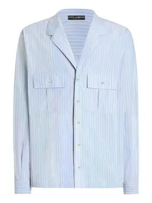Dolce & Gabbana Martini Striped Cotton Shirt - Blue