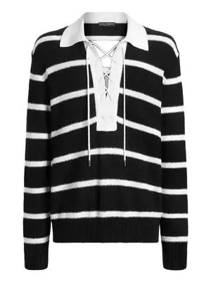 Dolce & Gabbana Striped Lace-up Sweater - Black