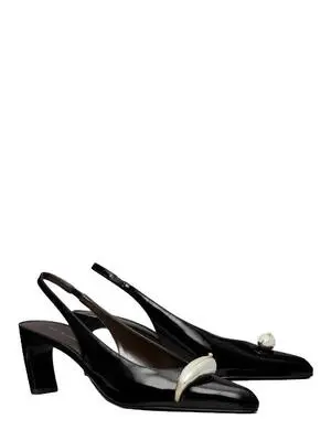 Tory Burch Pierced Slingback Pumps - Perfect Black/silver
