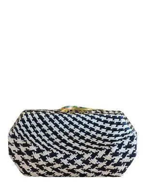 LIKHA Houndstooth Octagon Clutch - Black
