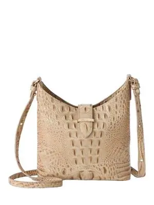 Brahmin Small Croc Embossed Leather Crossbody Bag - Sandstorm