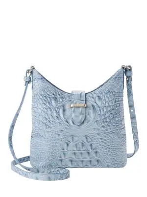 Brahmin Small Croc Embossed Leather Crossbody Bag - Stonewash
