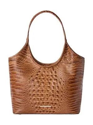 Brahmin Croc-embossed Leather Tote - Cinnamon