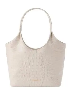 Brahmin Croc-embossed Leather Tote - Ivory