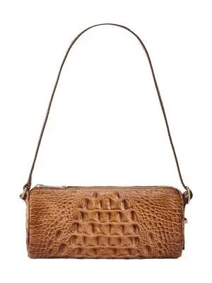 BRAHMIN Billie Croc Embossed Leather Barrel Bag