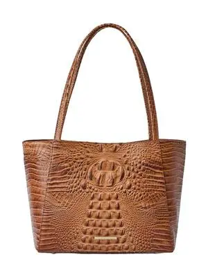 Brahmin Mona Croc Embossed Leather Tote - Cinnamon