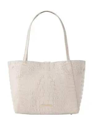 Brahmin Mona Croc Embossed Leather Tote - Ivory