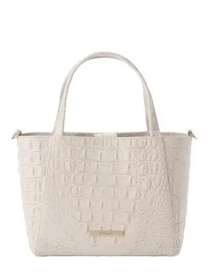 Brahmin Croc Embossed Leather Top Handle Bag - Ivory