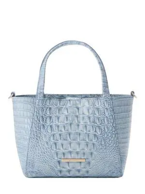 Brahmin Croc Embossed Leather Top Handle Bag - Stonewash