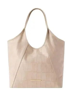 Brahmin Iona Croc Embossed Leather Tote - Beige