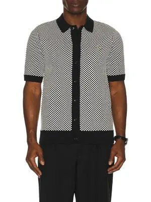 Fred Perry Chequrboard Button Thru Shirt - Black