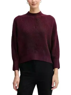 OUI Ribbed Funnel-neck Sweater - Purple