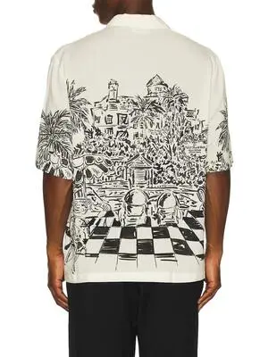 Amiri Chateau Sketch Camp Shirt In Cream - Ivory