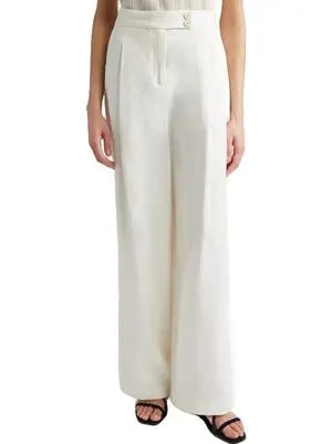 Eleventy Pleated Straight-leg Linen-blend Trousers - 00 Ivory