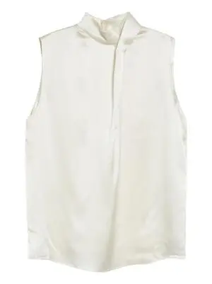 Eleventy Twist Mock Neck Sleeveless Top - Ivory