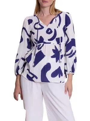 CACHE COEUR Cache Coeur Corfou Abstract Print Tie Neck Maternity Blouse