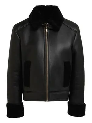 Bally Shearling-trimmed Leather Jacket - Black