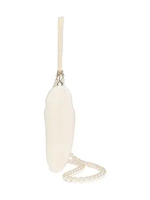 Simone Rocha Feather Faux Pearl-embellished Clutch - Ecru