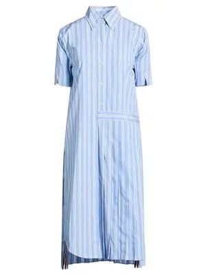 Thom Browne Pleated Striped Cotton-poplin Midi Shirt Dress - Light Blue