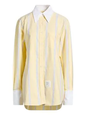Thom Browne Striped Cotton Piqué Shirt - Pastel Yellow