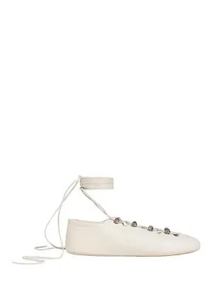 Alexander Wang Vyolette Lace-up Leather Ballet Flats - Off-white