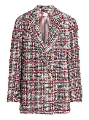 Thom Browne Double-breasted Wool-blend Tweed Blazer - Red