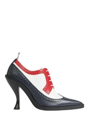 Thom Browne Colorblock Laser Cut Pebbled Leather Pumps - Red