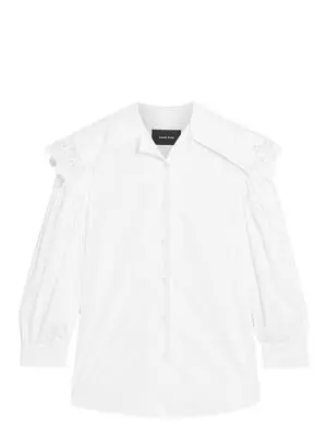 Simone Rocha Broderie Anglaise-trimmed Cotton-poplin Shirt - White