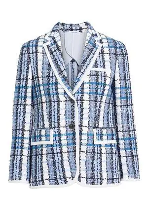 Thom Browne Checked Cotton-blend Tweed Blazer - Light Blue