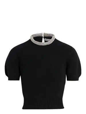 Alexander Wang Crystal-embellished Wool-blend Top - Black