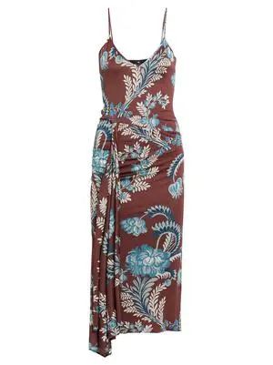 Etro Draped Floral-print Stretch-crepe Midi Dress - Merlot