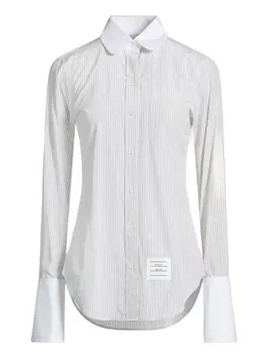 Thom Browne Striped Silk And Cotton-blend Shirt - Gray