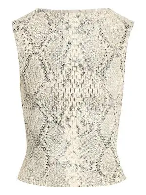 Alexander Wang Snakeprint Lasercut Leather Top - Ivory