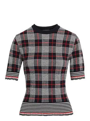 Thom Browne Prince Of Wales Checked Wool Top - Black