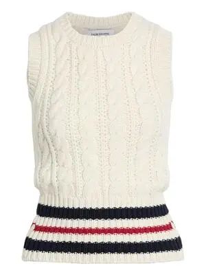Thom Browne Cable-knit Cashmere Vest - Ivory