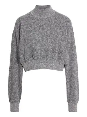 Alexander Wang Cropped Cotton And Wool-blend Turtleneck Sweater - Gray