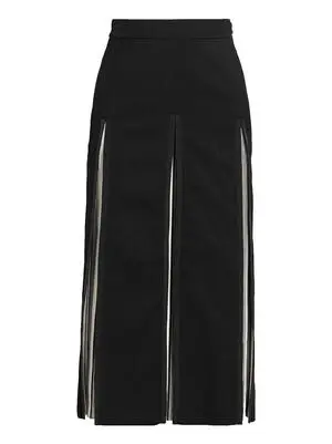 Thom Browne Pleated Striped Wool-piqué Midi Skirt - Black