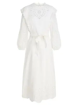 Zimmermann Golden Broderie Anglaise Linen Wrap Dress In White - 40% Off |  Editorialist