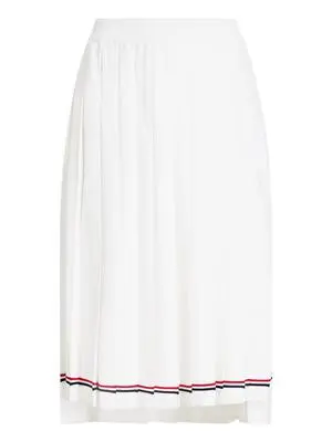Thom Browne Pleated Striped Stretch-knit Skirt - White