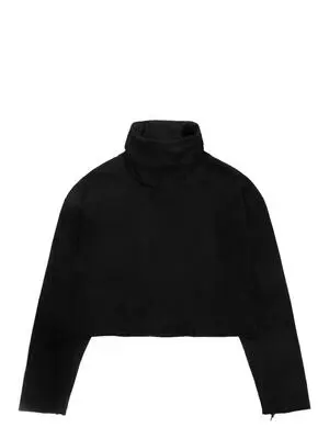 LES TIEN Cropped Roll Neck Sweater - Black